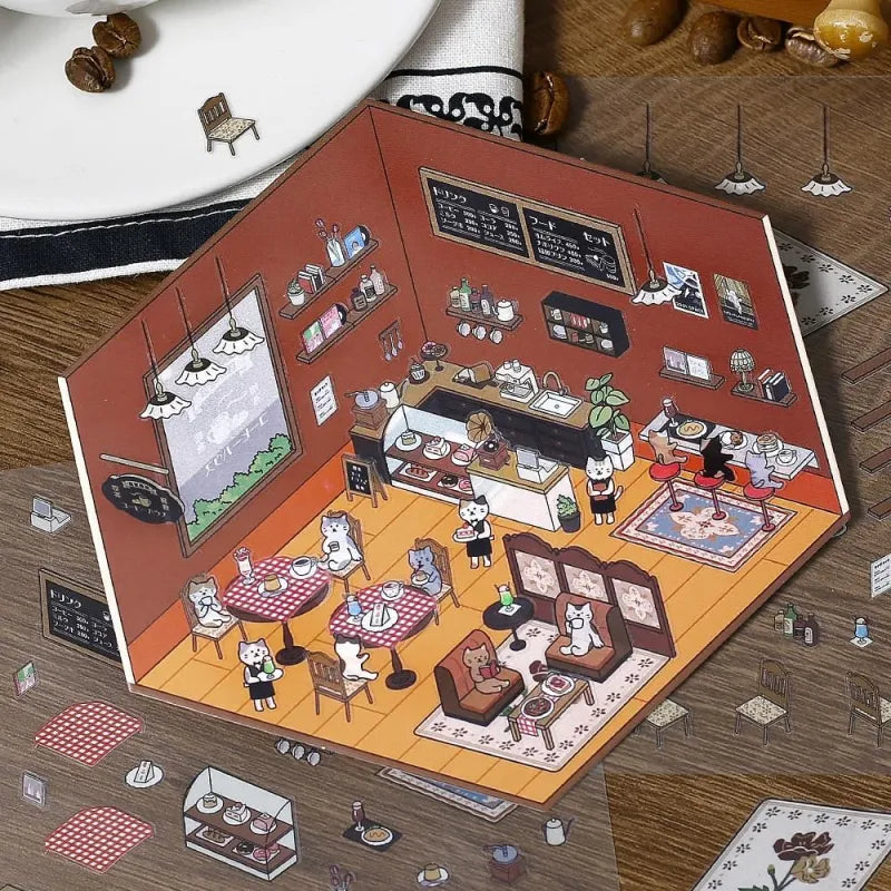 BGM Diorama 2.5D Sticker Sheets- Cafe – Little Craft Place