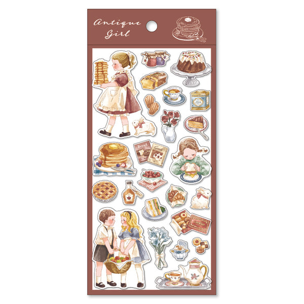 Antique Girl Sticker Snack Time