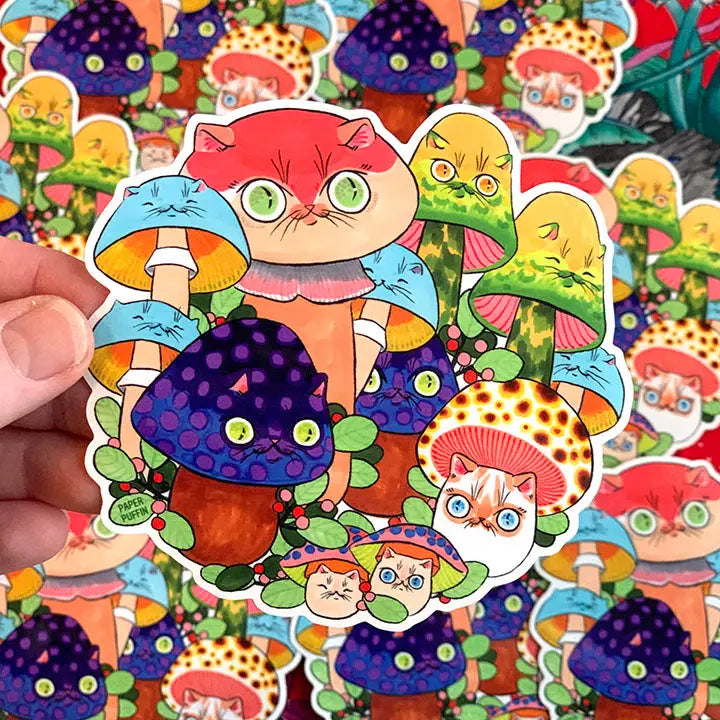 Paper Puffin - Mushroom Cat #27 Vinyl Sticker – Little Craft Place