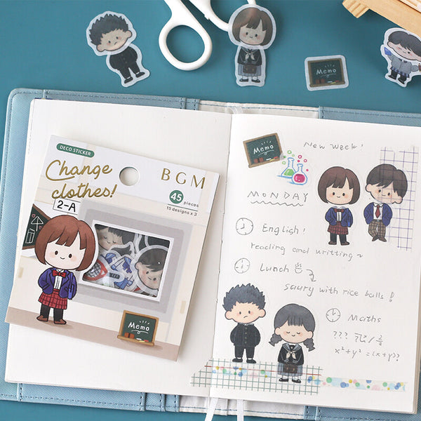 School Uniforms Flake Sticker Change Clothes