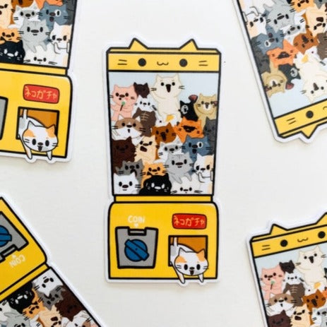 Cat Gachapon Machine Vinyl Sticker – Little Craft Place