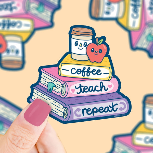 Coffee Teach Repeat Vinyl Sticker