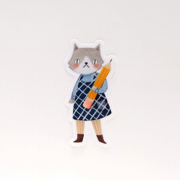 Drawing Cat Girl Vinyl Sticker