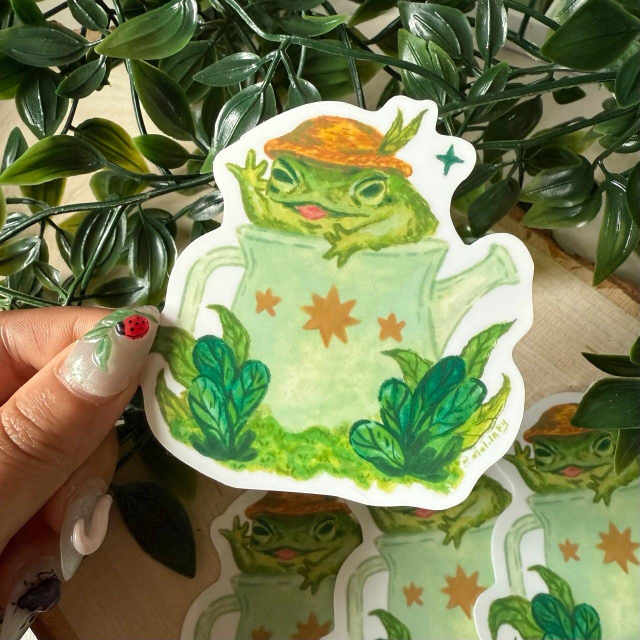 Mal.inky - Frog in A Pot Vinyl Sticker – Little Craft Place