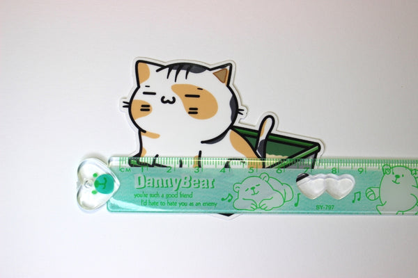 Funny Cat in Litter Box Vinyl Sticker