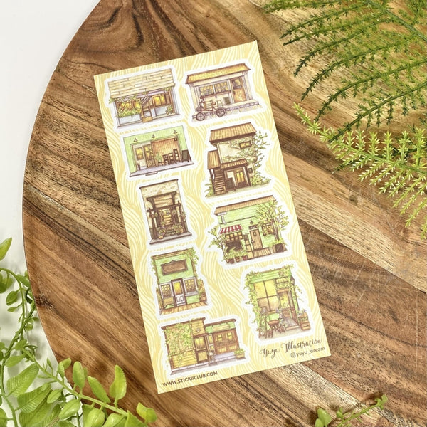 Green Storefronts Sticker Sheet