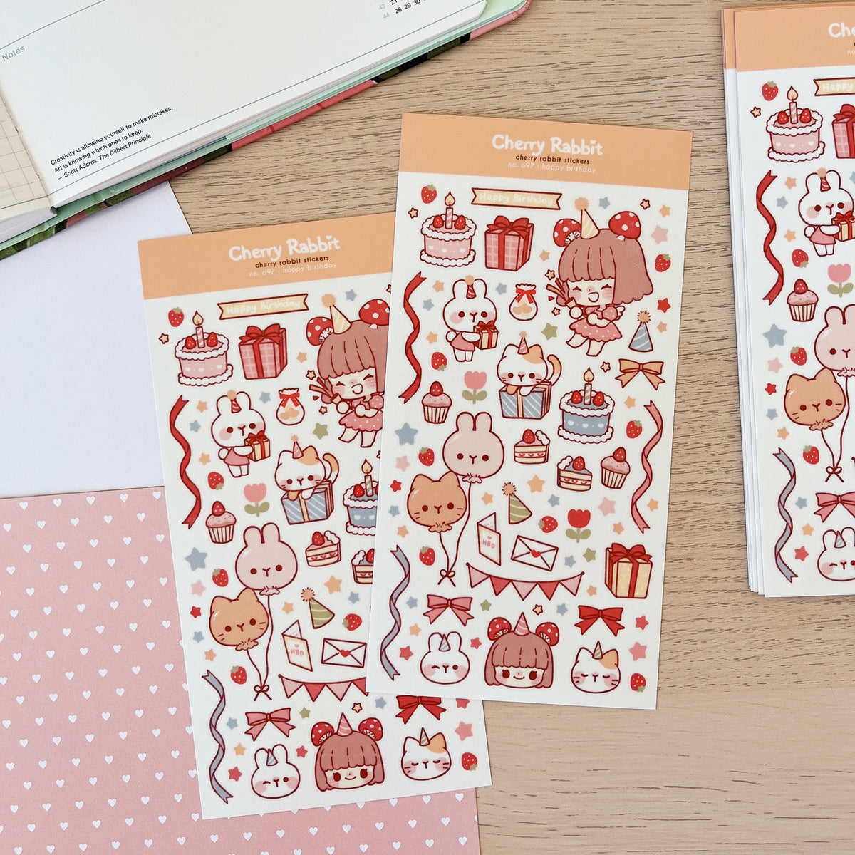 Cherry Rabbit Happy Birthday Sticker Sheet – Little Craft Place