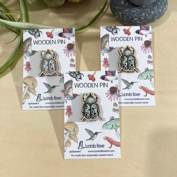 Hercules Beetle Wooden Pin