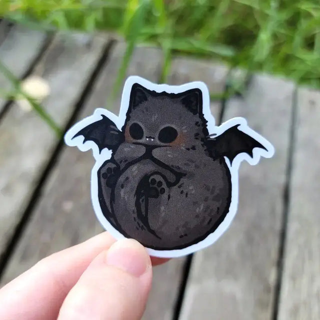 Katrina Wold Art - Tiny Cat Vinyl Sticker - Halloween Bat – Little ...