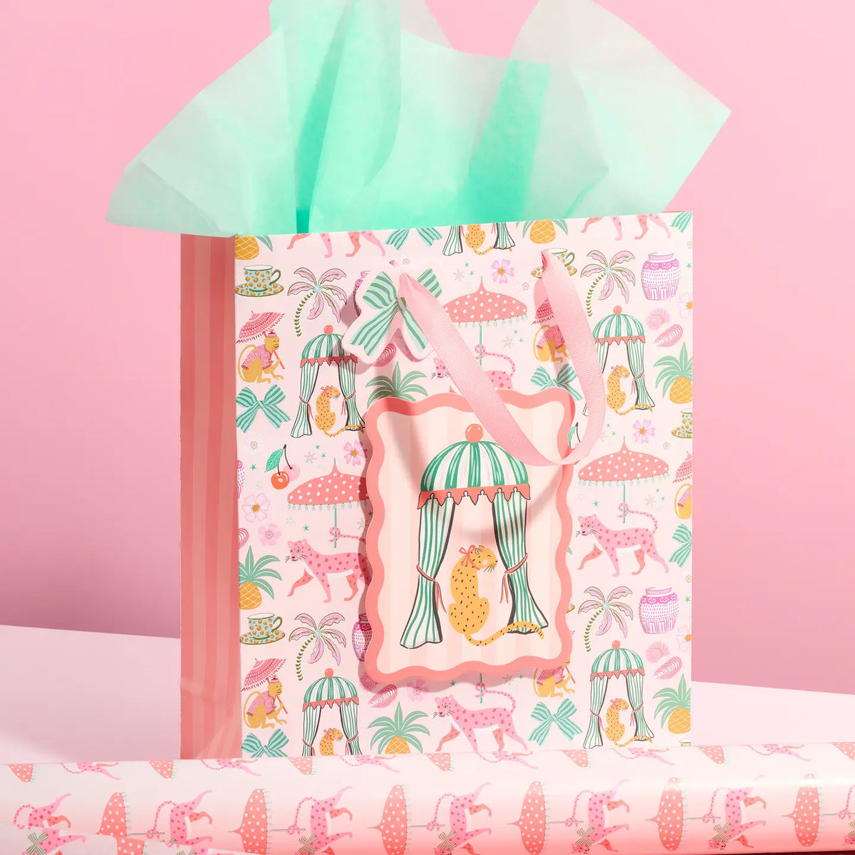 Leopard On Parade Large Vertical Gift Bag with Tissue Paper – Little ...