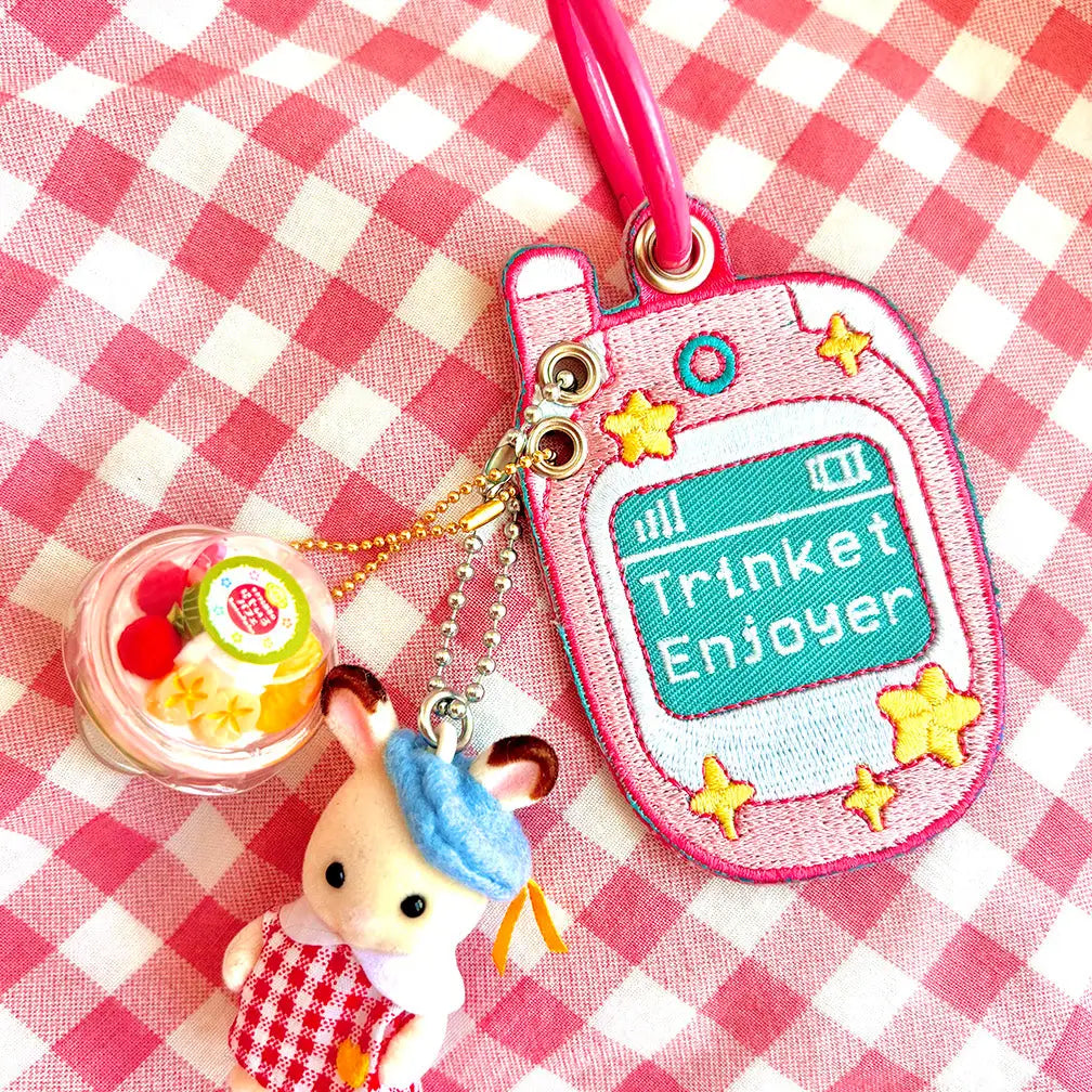 Maobabie Pink Cell Phone Trinket Enjoyer Embroidered Keychain – Little ...