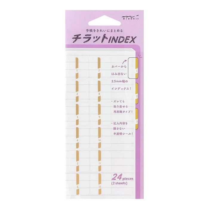 Midori Chiratto Index Tab Labels - Number Gold – Little Craft Place