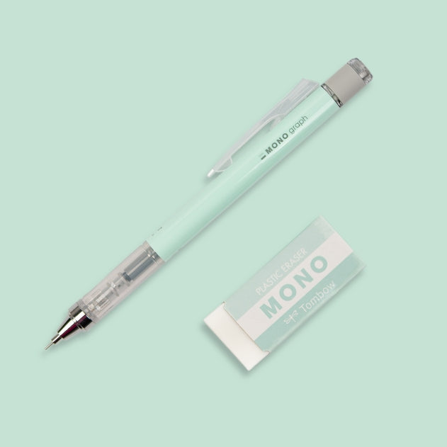Mono Graph Mechanical Pencil + Eraser Set Mint Green – Little Craft Place