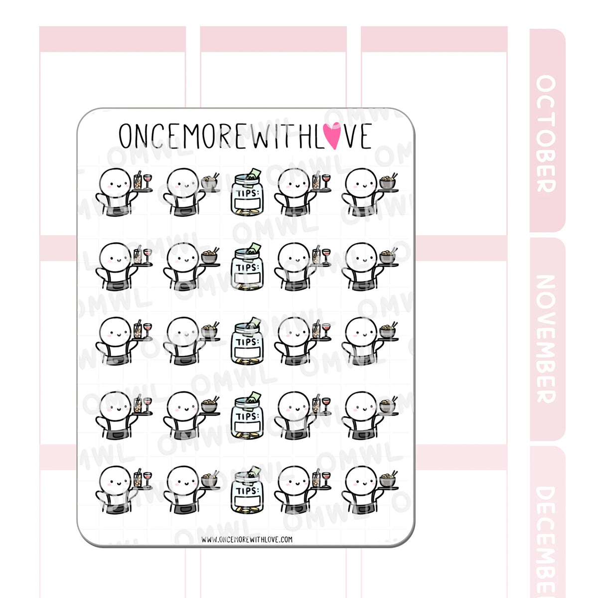 M1278 Restaurant Server Sticker Sheet – Little Craft Place