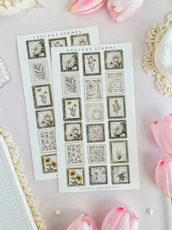 leelajournals Postage Stamps Sticker Sheet - 1 pc Set – Little Craft Place