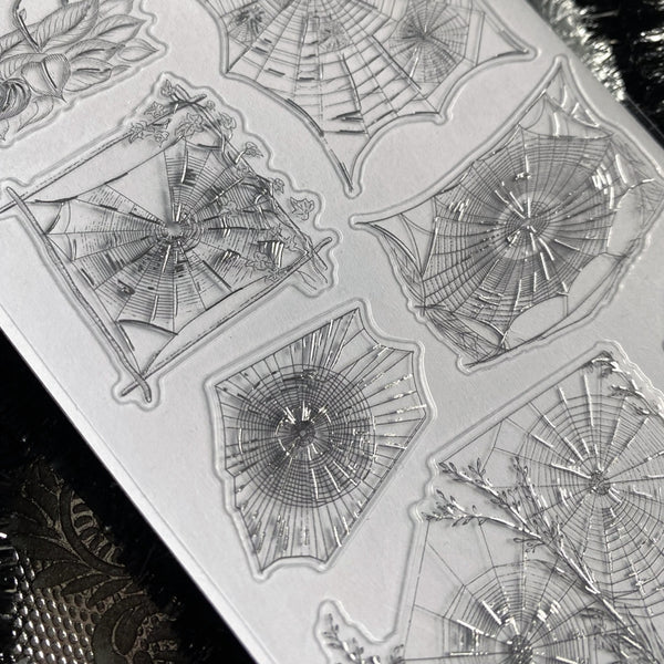 Silver Spiderwebs Sticker Sheet