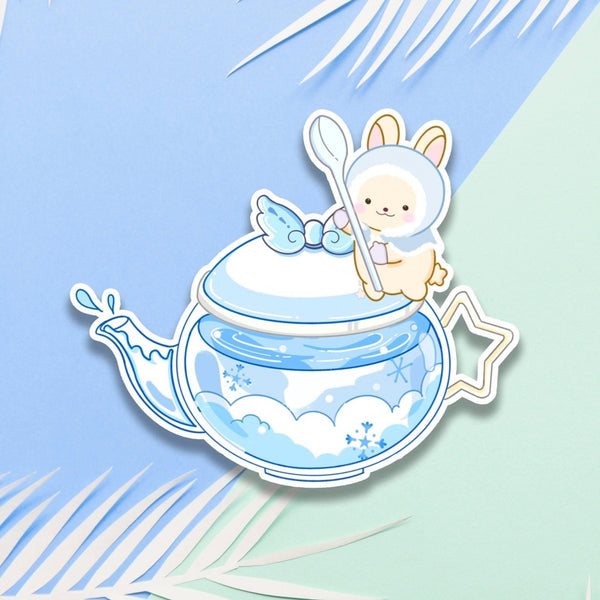 Snow Bunny Teapot Sticker