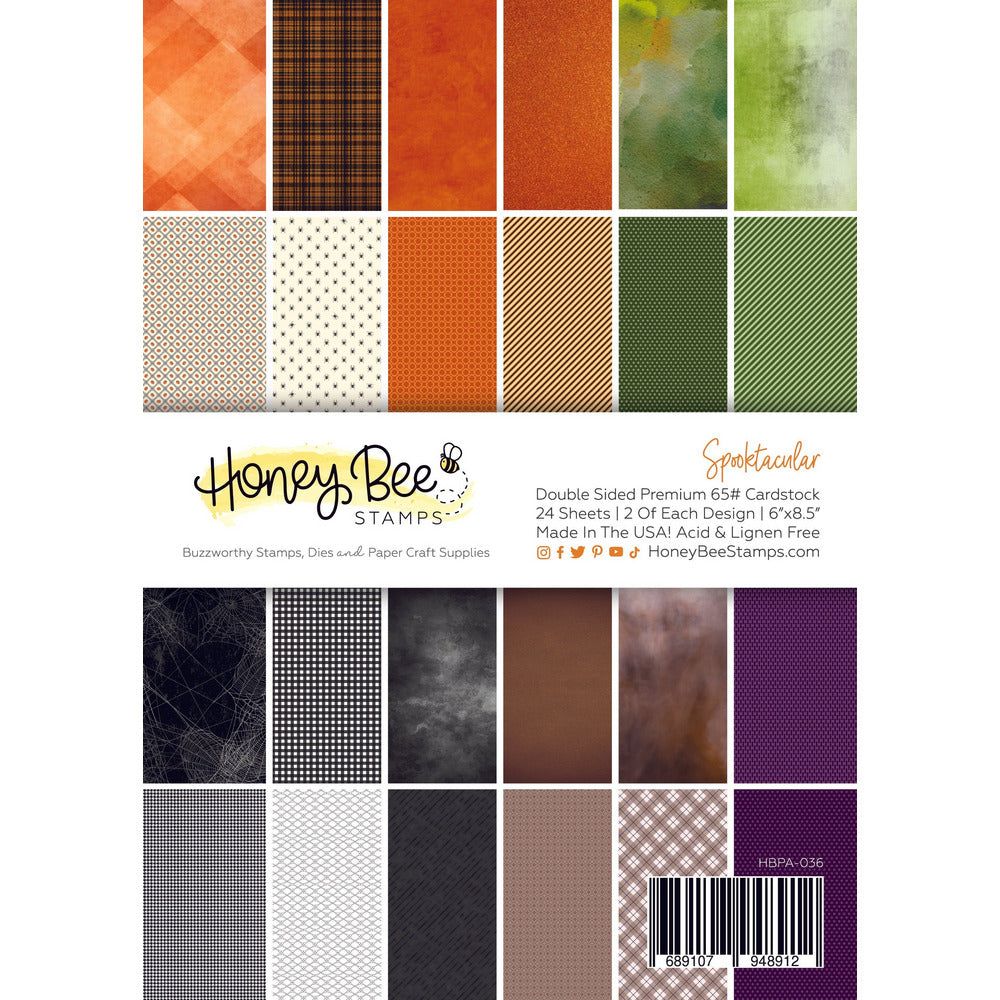 Honey Bee Stamps - Spooktacular Paper Pad 6x8.5 - 24 Double-Sided Shee ...