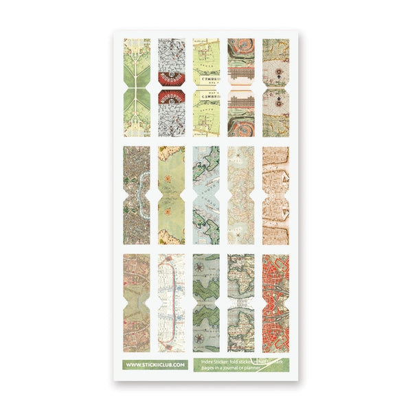 Vintage Map Tabs Sticker Sheet