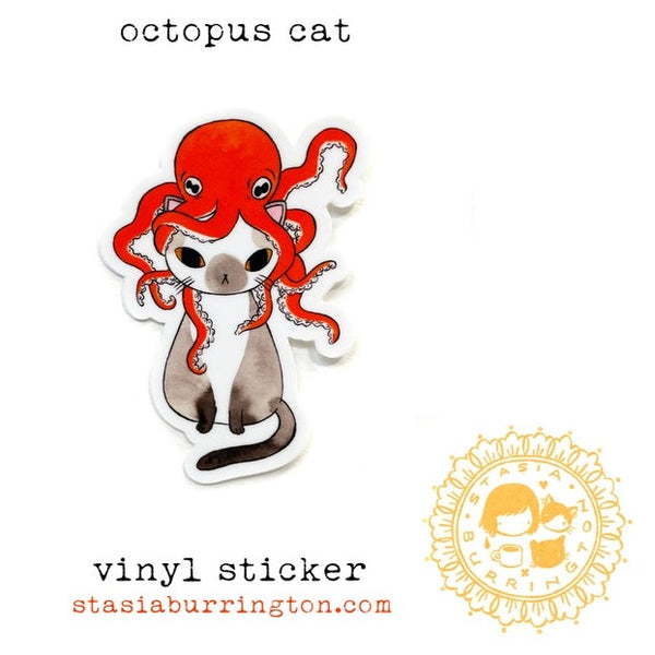 Octopus Cat Vinyl Sticker