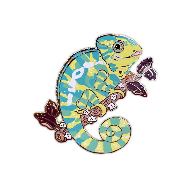 Yellow Leopard Chameleon Enamel Pin – Little Craft Place