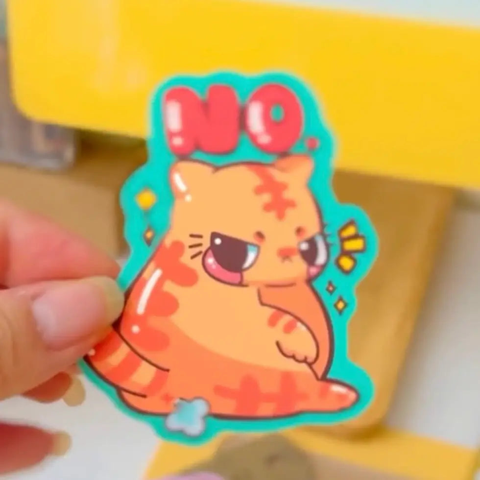Grumpy No Cat (Orange, Blue) Vinyl Sticker – Little Craft Place
