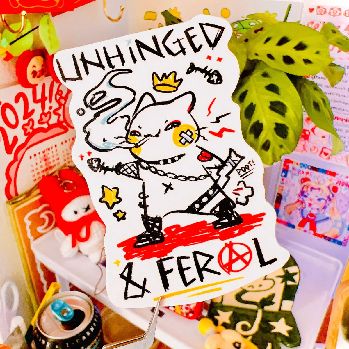 Punk Unhinged and Feral Cat Matte Vinyl Sticker – Little Craft Place