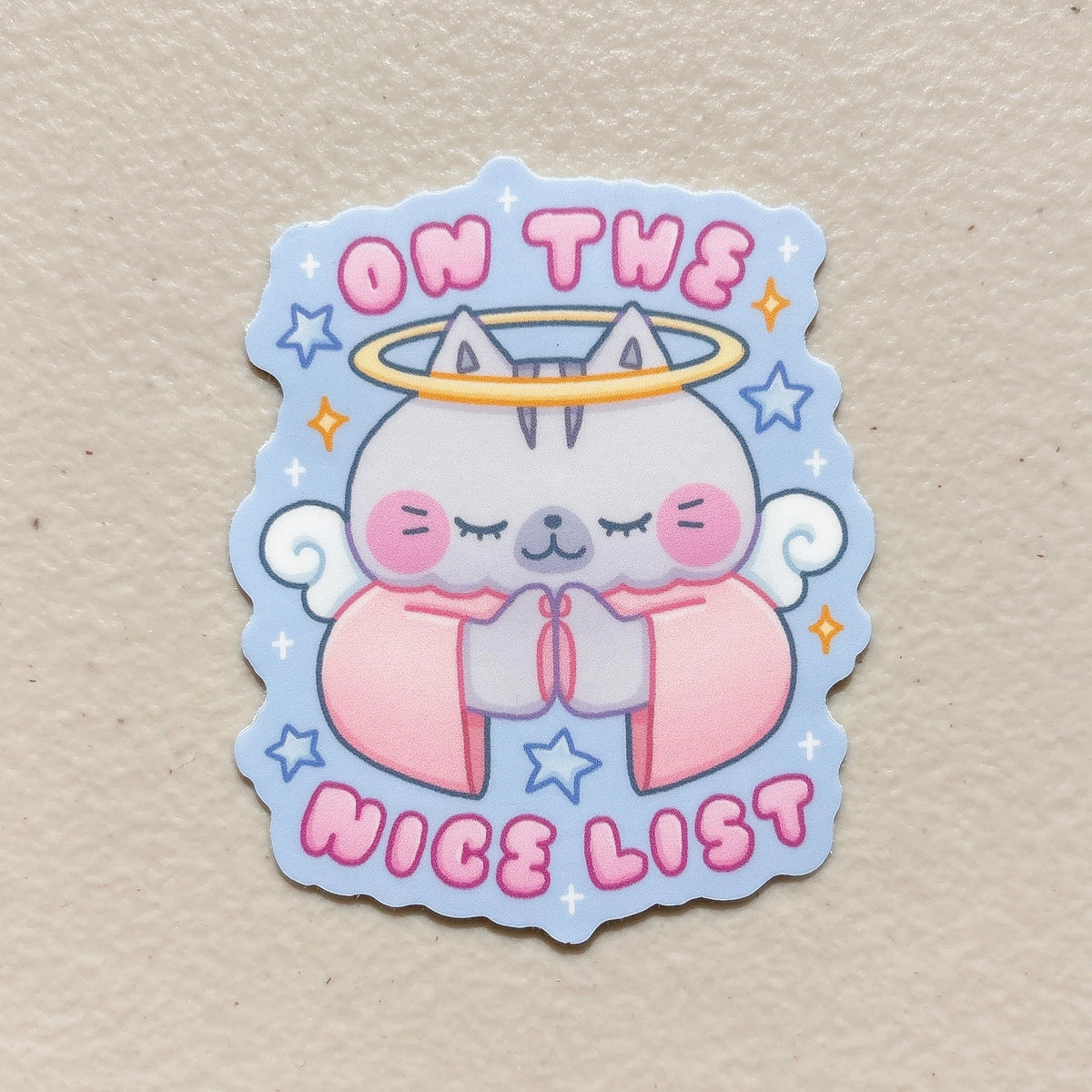 StickyRiceCo Vinyl Sticker - On the Nice List Kitty – Little Craft Place