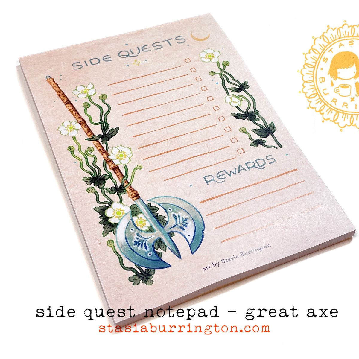 Side Quests Great Axe Notepad – Little Craft Place