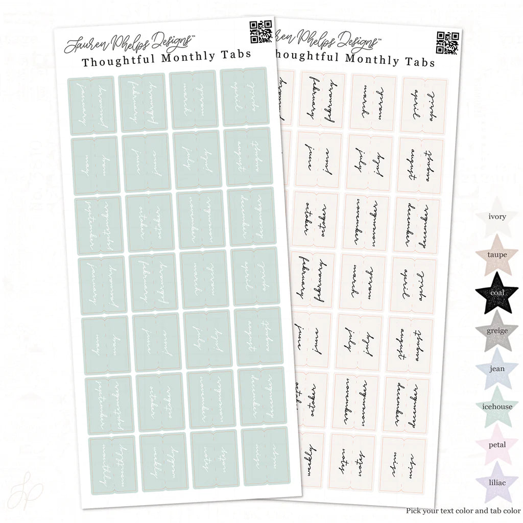 Thoughtful Monthly Planner Tabs Sticker Sheet – Little Craft Place
