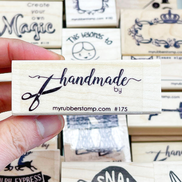 Handmade By Script Rubber Stamp