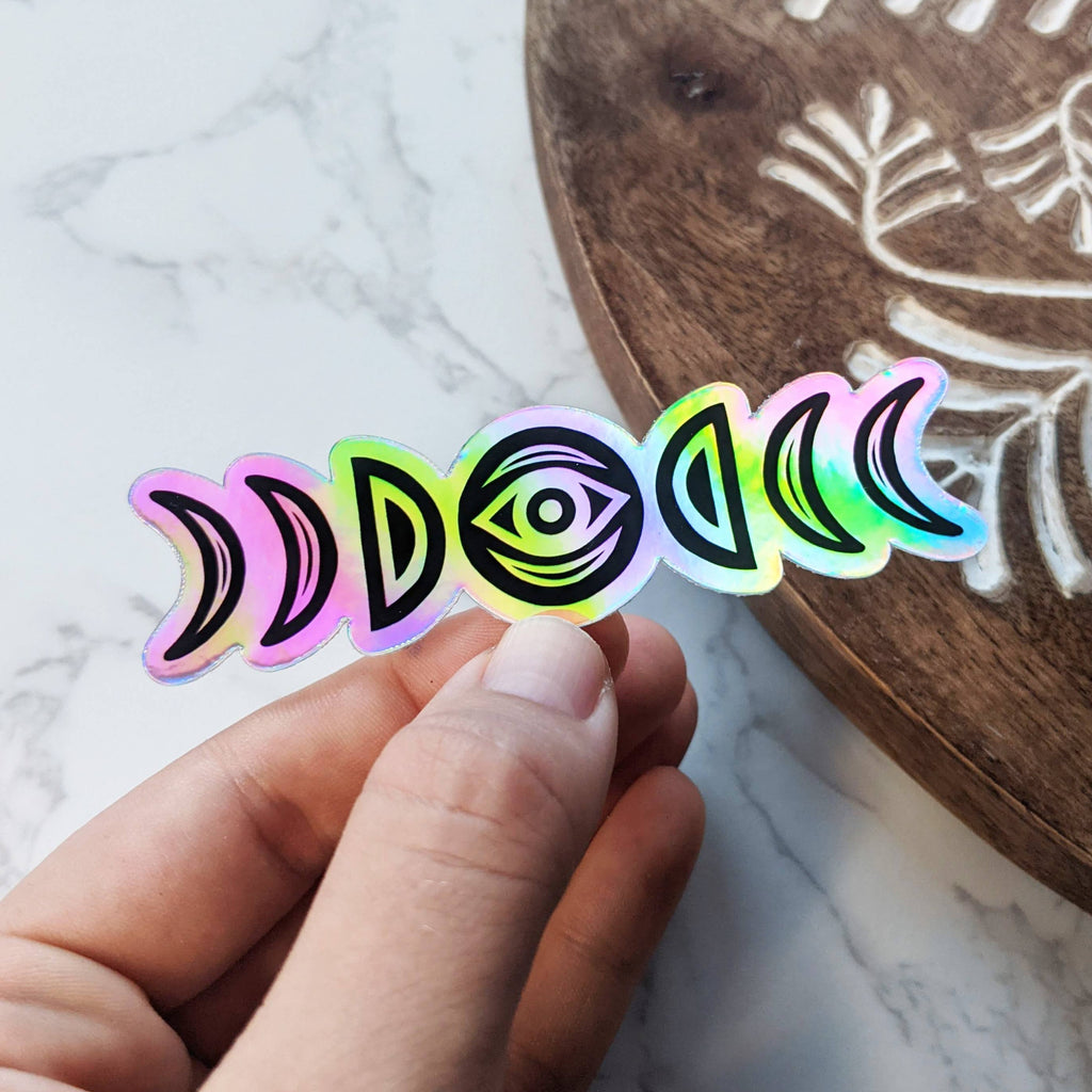 Evil Eye Moon Phase Sticker Holographic Vinyl