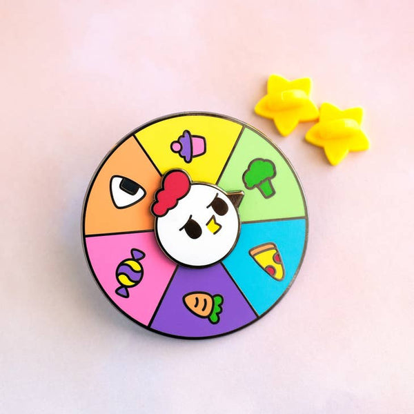 Grumpy Chicken Food Picker Spinner Enamel Pin