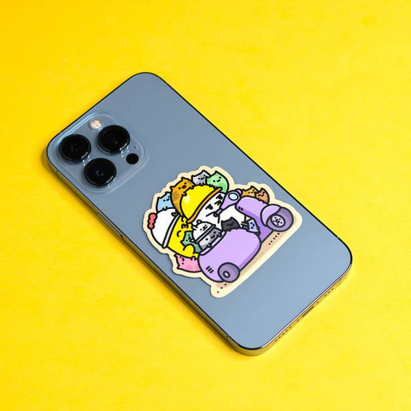 Grumpy Chicken Scooter and Cats Sticker