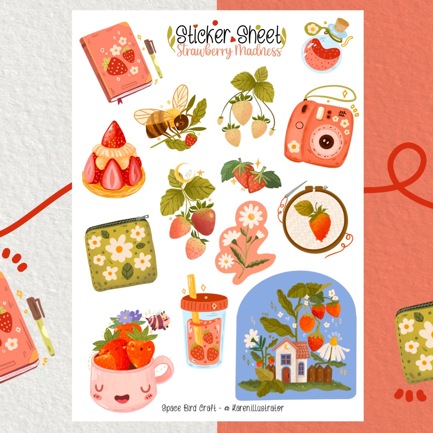 Strawberry Sticker Sheet – Little Craft Place