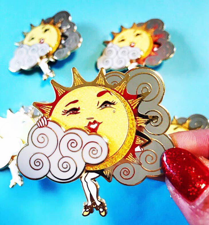 Sun Teaser Sliding Enamel Pin – Little Craft Place