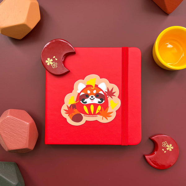 Red Panda Daruma Japantown Vinyl Sticker